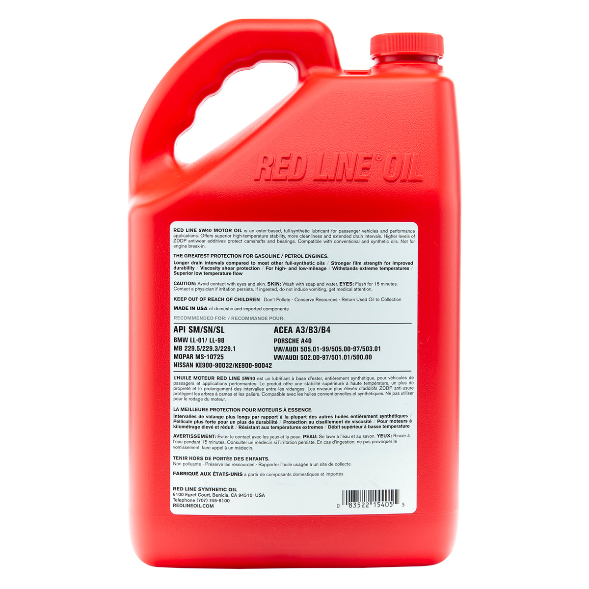 RedLine: 5W40 Motor Oil - gallon – R/A Hoerr